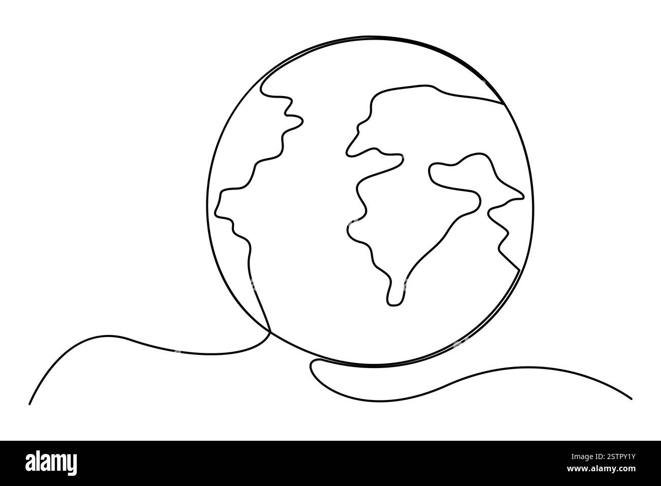 Continuous one-line earth globe outline vector illustration for ...