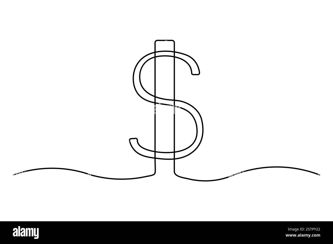 Dollar symbol in continuous line drawing style. Line art of dollar ...