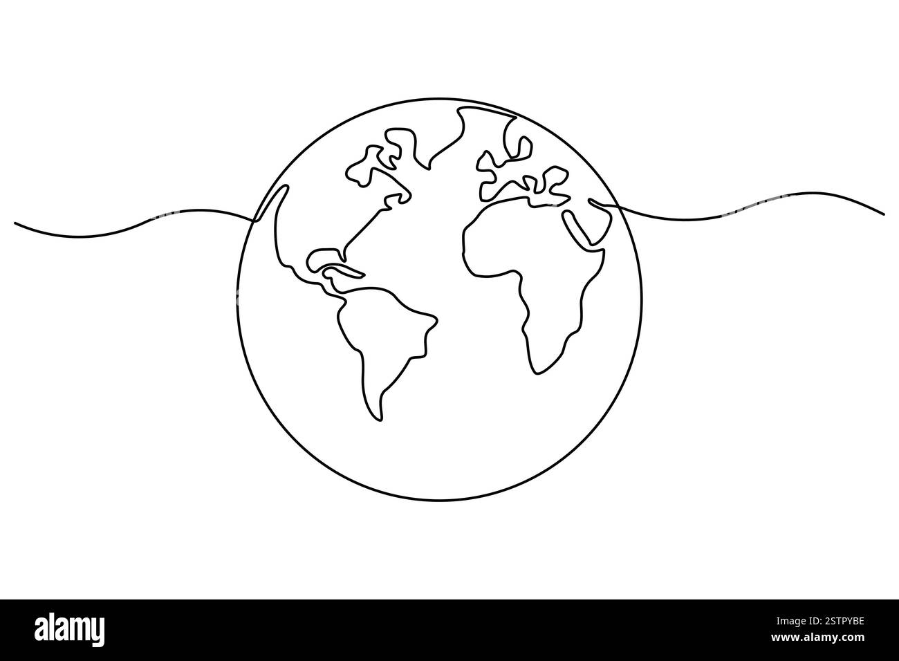 Continuous one-line earth globe outline vector illustration for ...