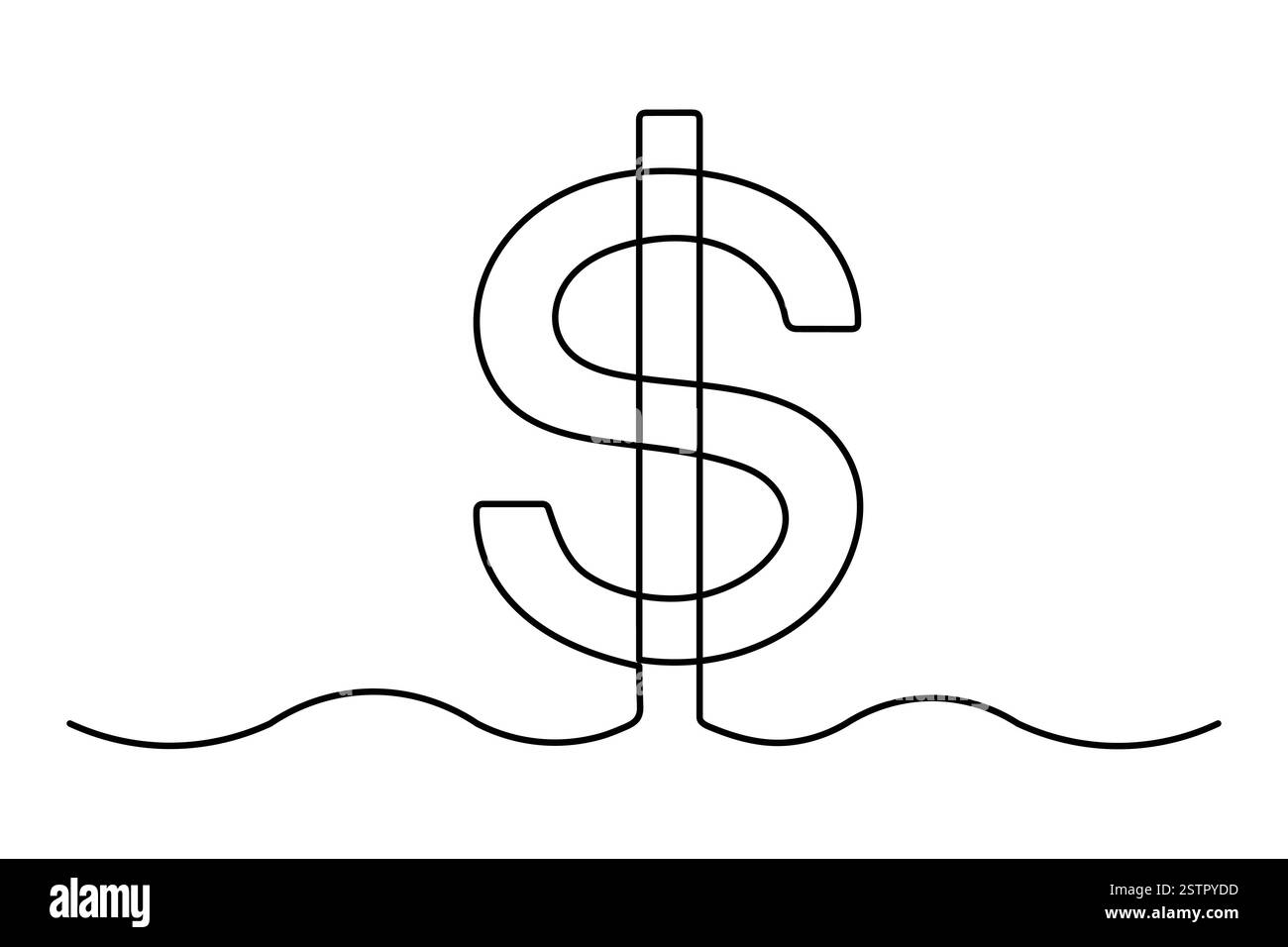 Dollar symbol in continuous line drawing style. Line art of dollar ...