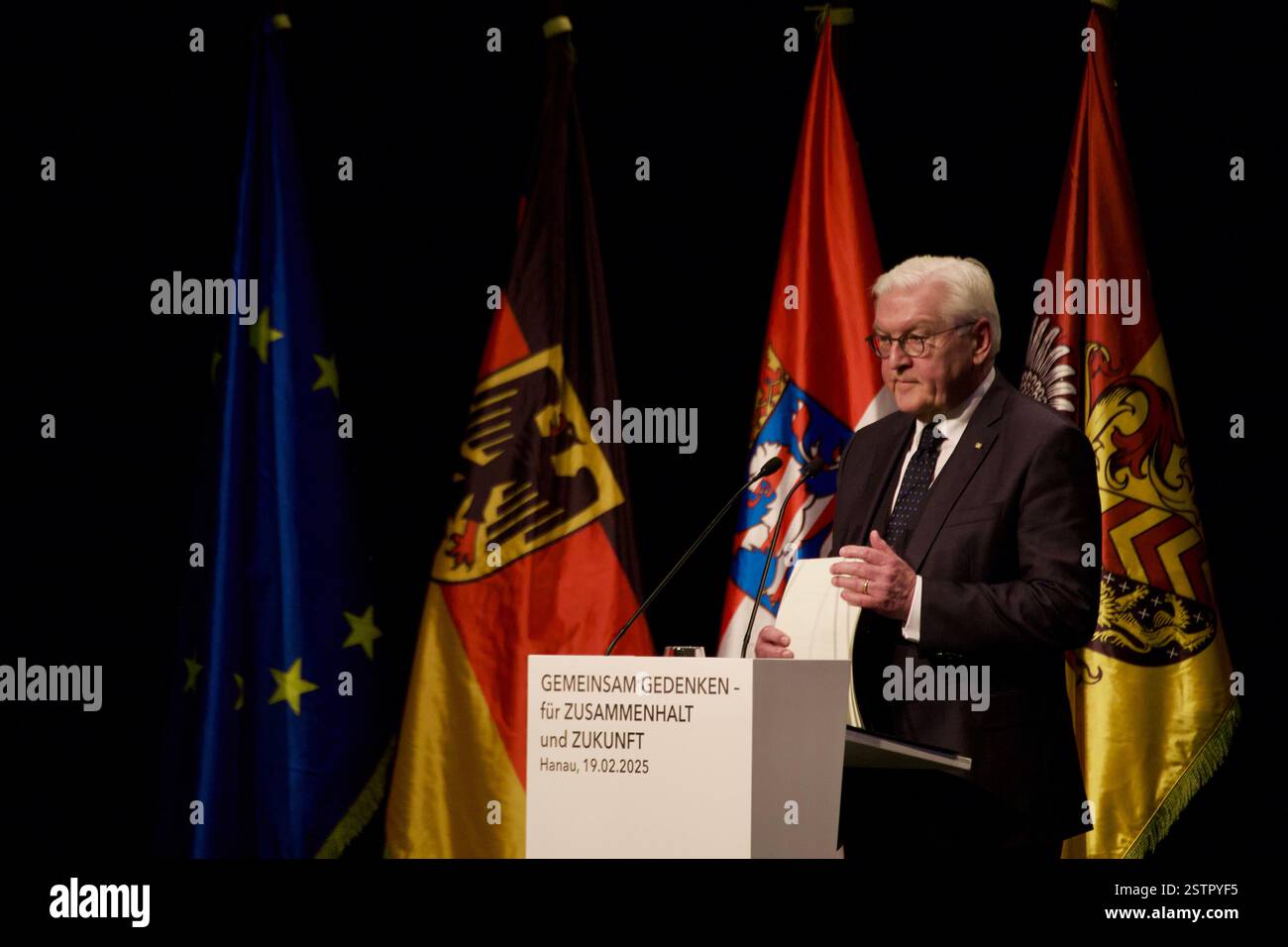 Hanau, Germany. February 19, 2025. An official commemoration ceremony ...