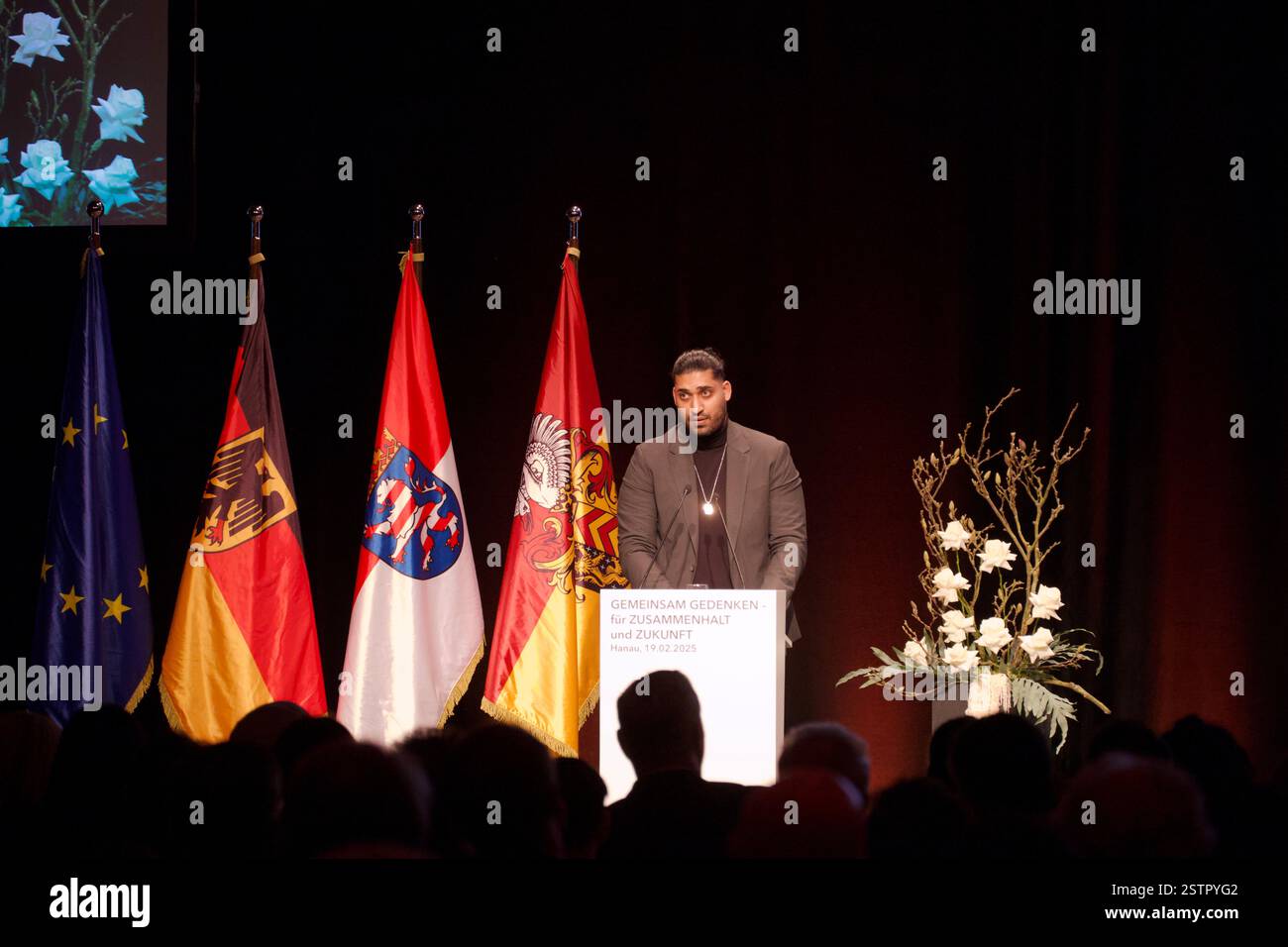 Hanau, Germany. February 19, 2025. An official commemoration ceremony ...
