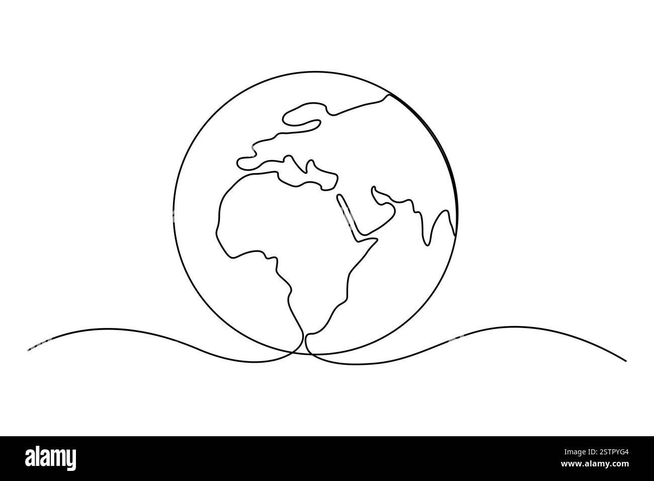 Continuous one-line earth globe outline vector illustration for ...