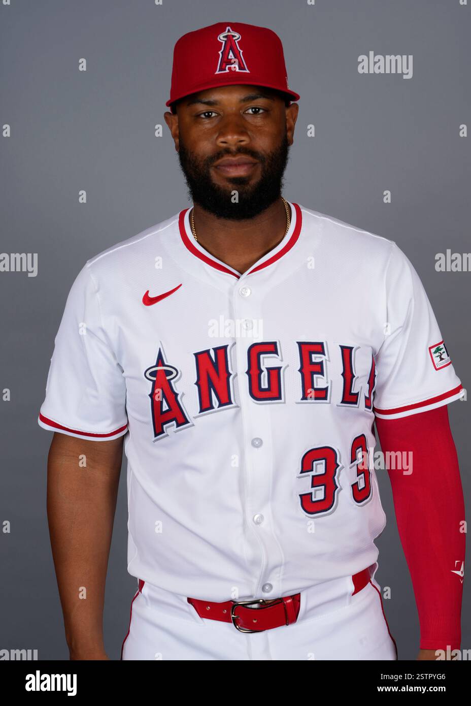 This is a 2025 photo of Chuckie Robinson of the Los Angeles Angels baseball team. This image ...