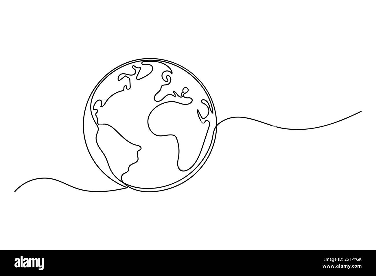 Continuous one-line earth globe outline vector illustration for ...