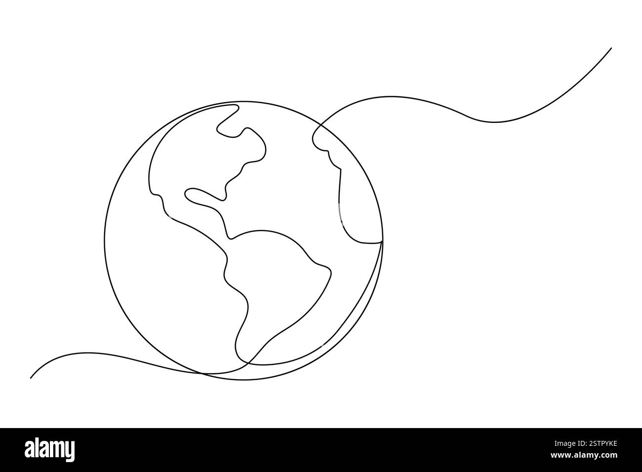 Continuous one-line earth globe outline vector illustration for ...