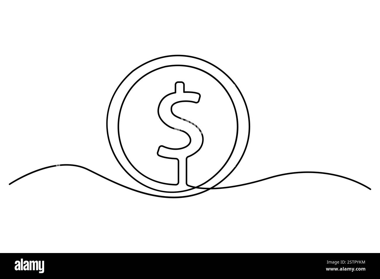Dollar symbol in continuous line drawing style. Line art of dollar ...