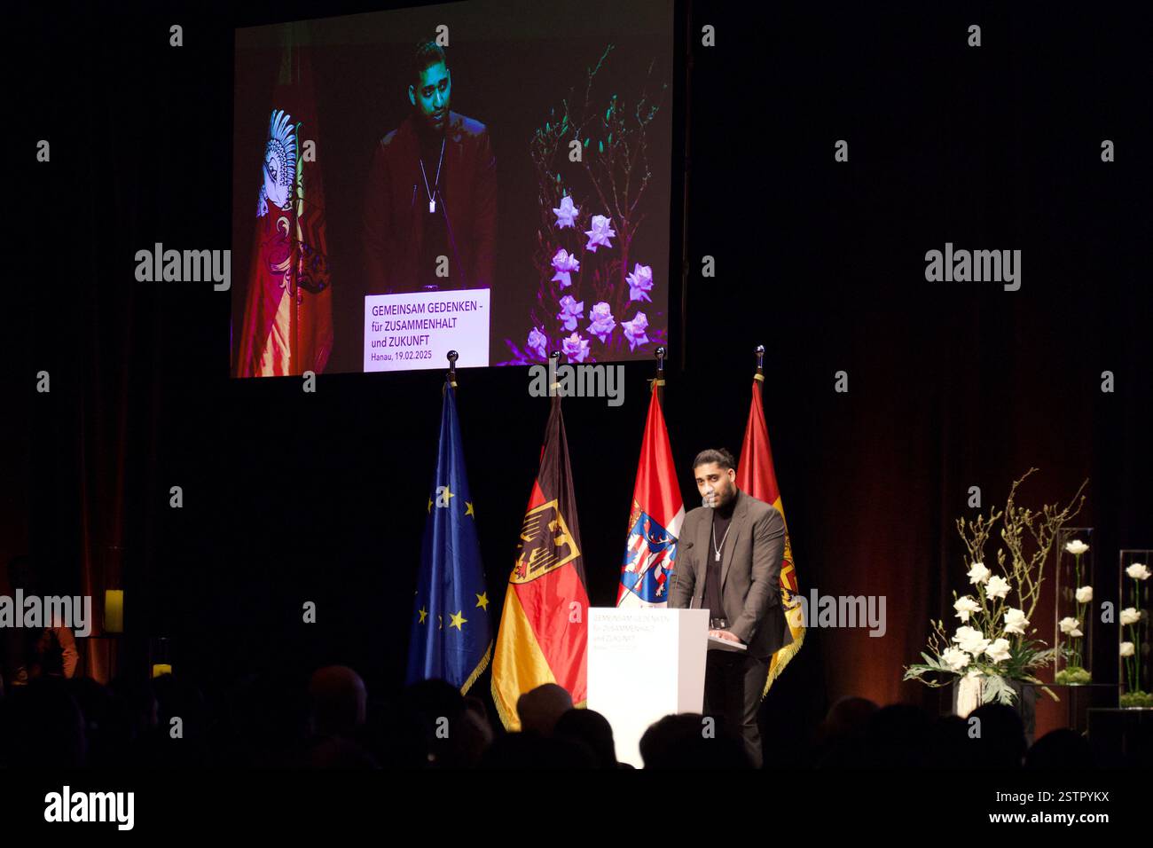 Hanau, Germany. February 19, 2025. An official commemoration ceremony ...
