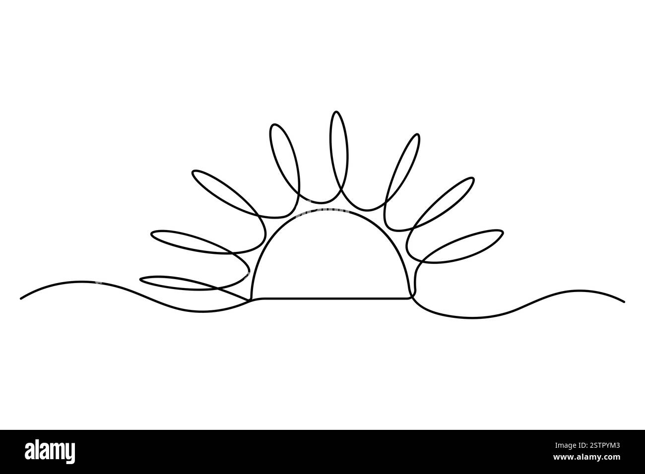 Continuous one line Sun and cloud drawing of isolated outline vector ...