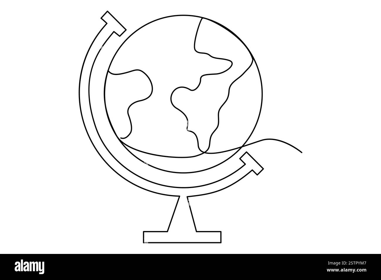 Continuous one-line earth globe outline vector illustration for minimalist and modern designs ...