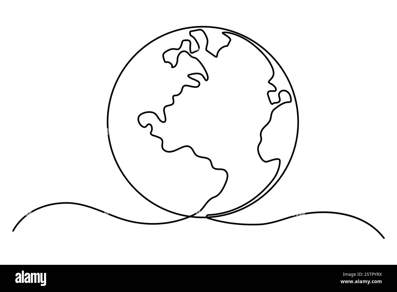 Continuous one-line earth globe outline vector illustration for ...