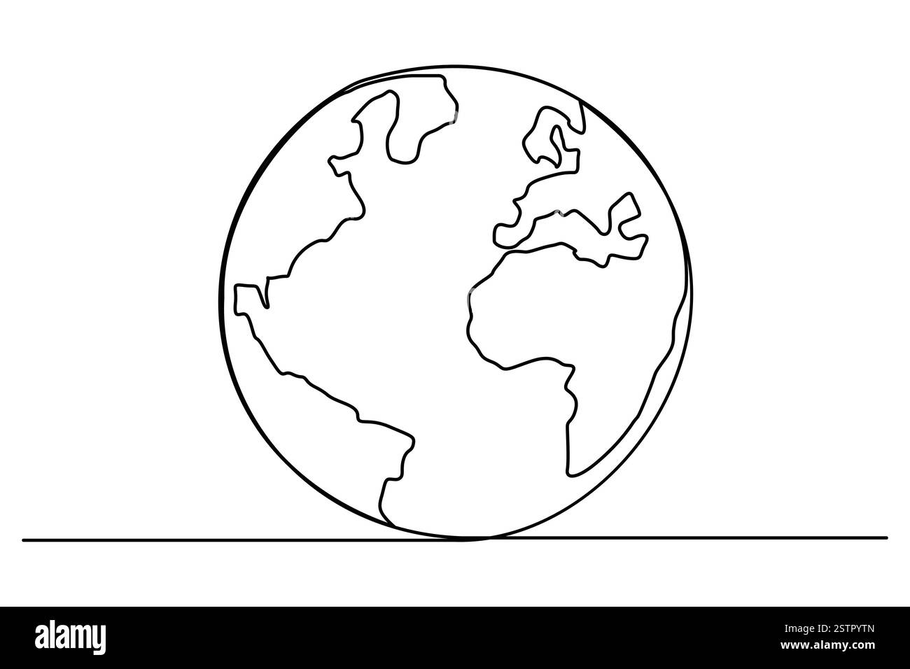 Continuous one-line earth globe outline vector illustration for ...