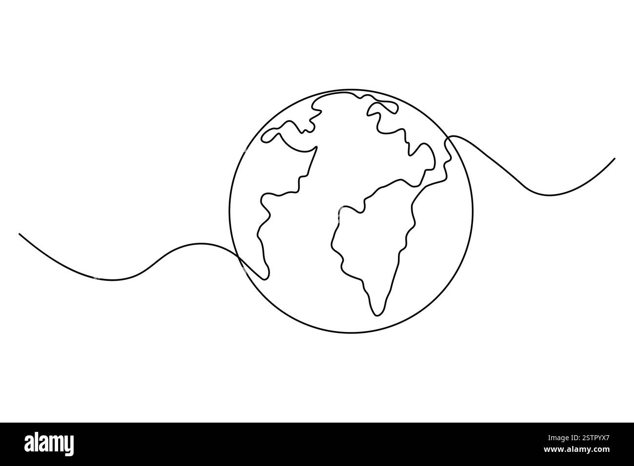 Continuous one-line earth globe outline vector illustration for ...