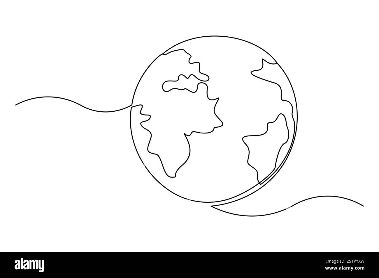 Continuous one-line earth globe outline vector illustration for ...