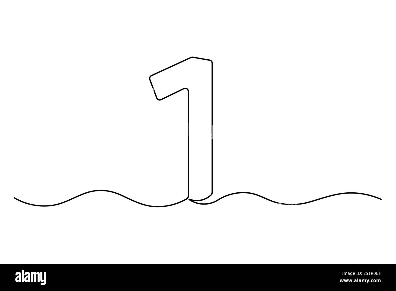 Continuous editable line drawing of number 1. editable One line drawing ...