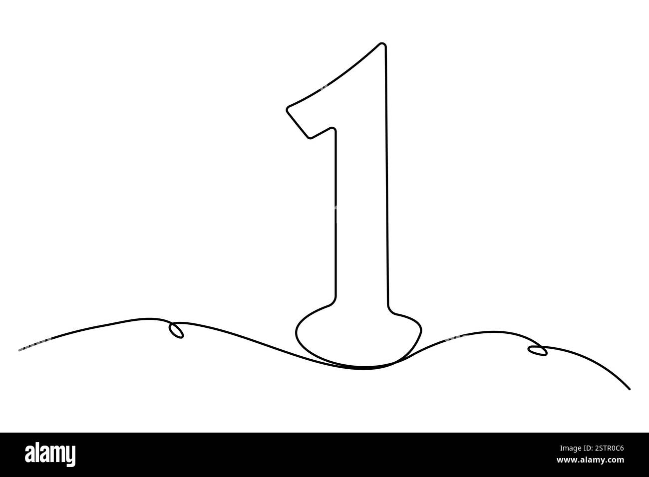 Continuous editable line drawing of number 1. editable One line drawing ...