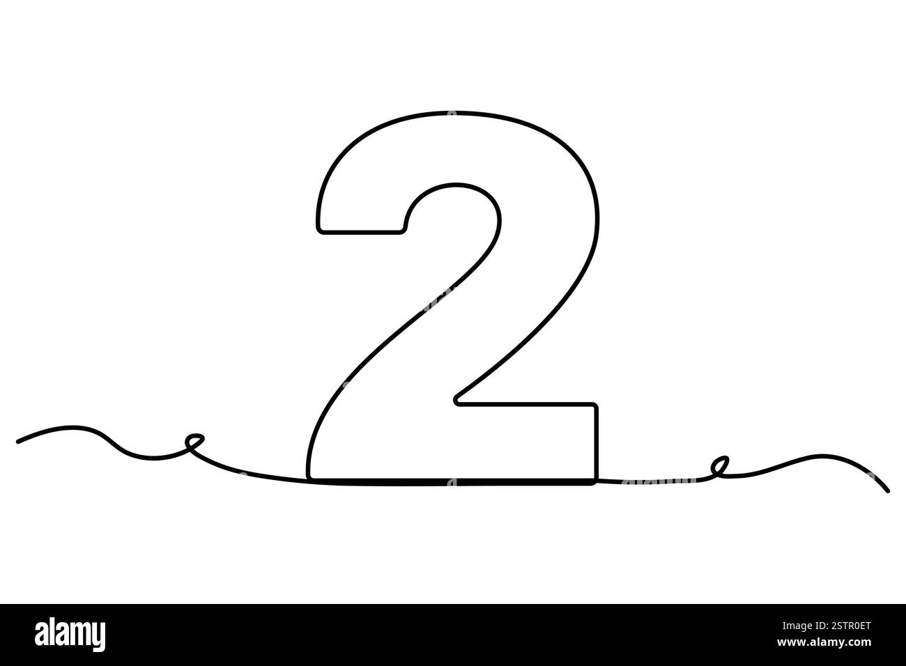 Number 2 in continuous line drawing style. editable One line drawing of ...