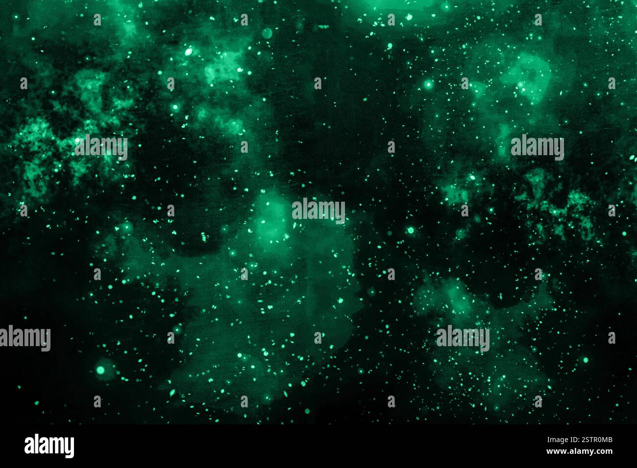 Vibrant green cosmic texture with stars, nebula patterns, and glowing ...