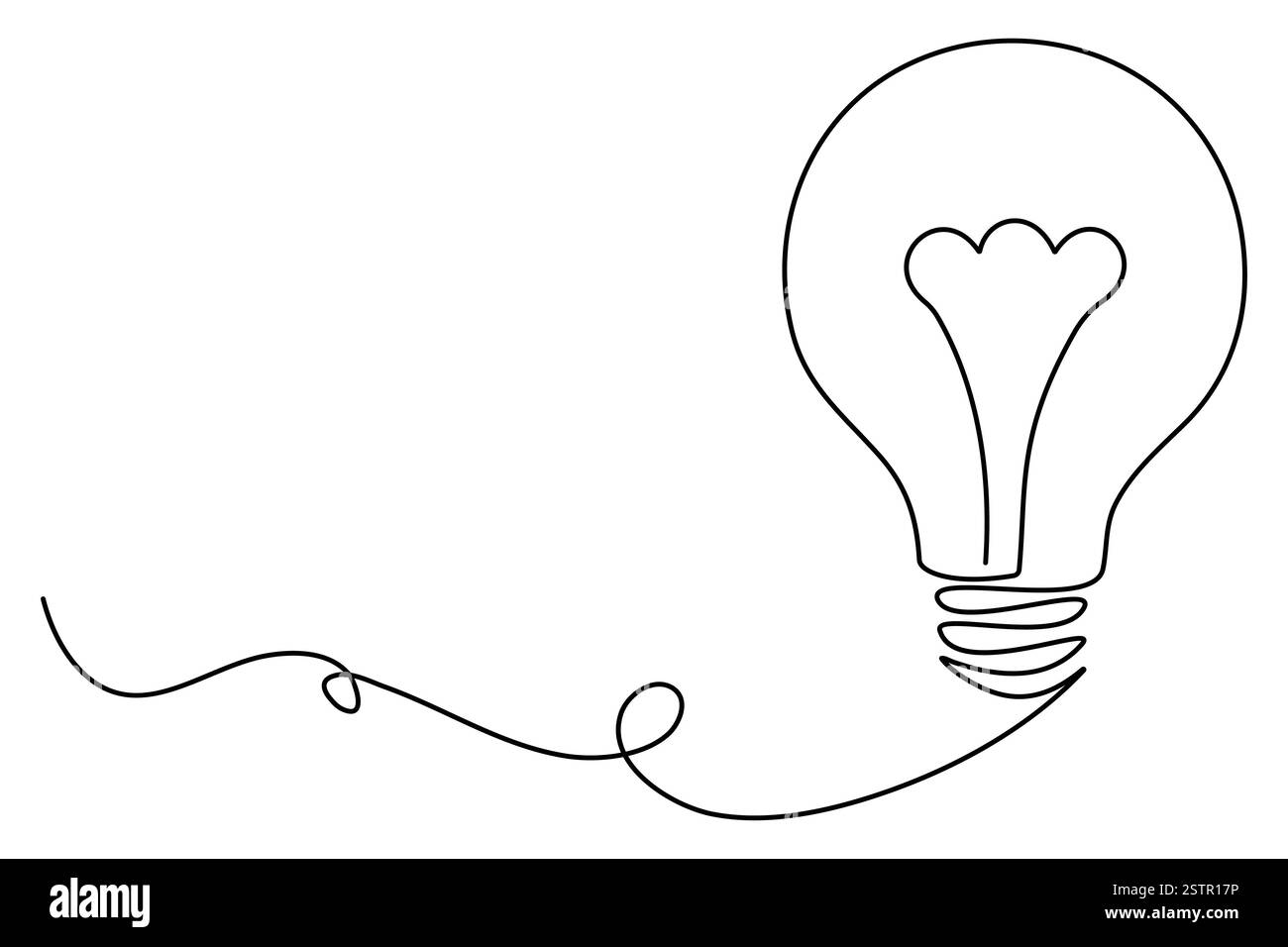 Light bulb one line outline vector art illustration Stock Vector Image ...