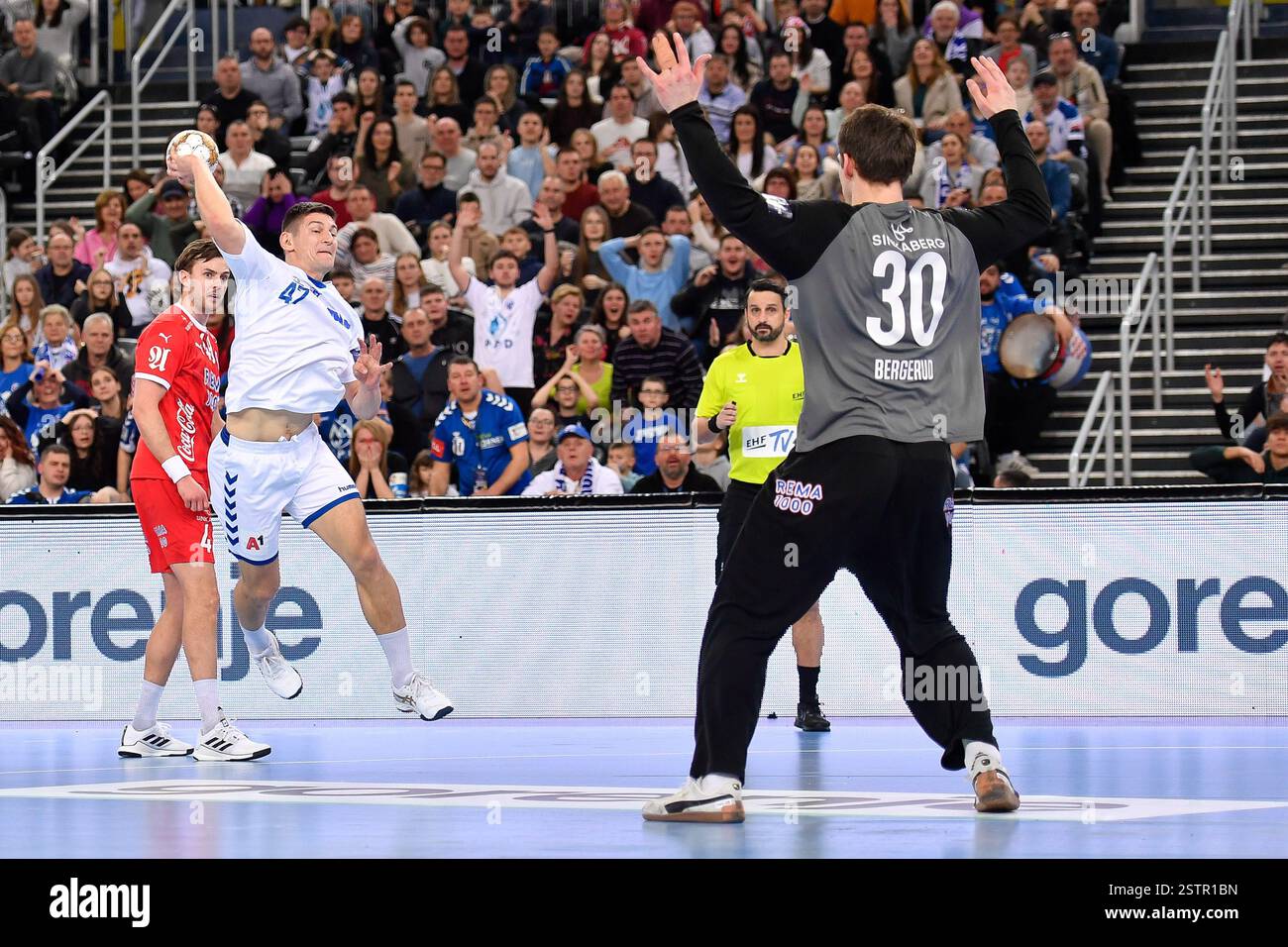 ZAGREB, CROATIA - FEBRUARY 19: Aleks Kavcic of HC Zagreb in action during EHF Champions League ...