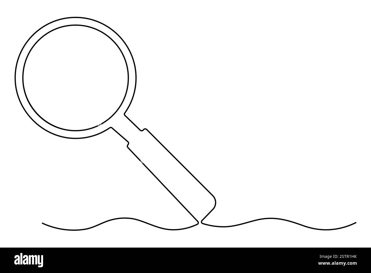 Magnifying glass in continuous one line drawing of Magnifying glass ...