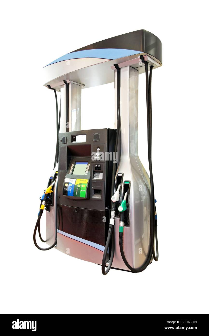 Modern gas pump isolated included clipping path Stock Photo - Alamy