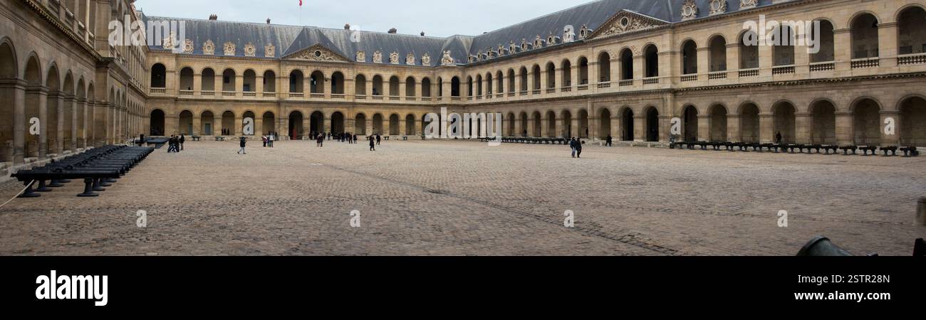 Architectural details of the Les Invalides courtyard, showcasing the ...