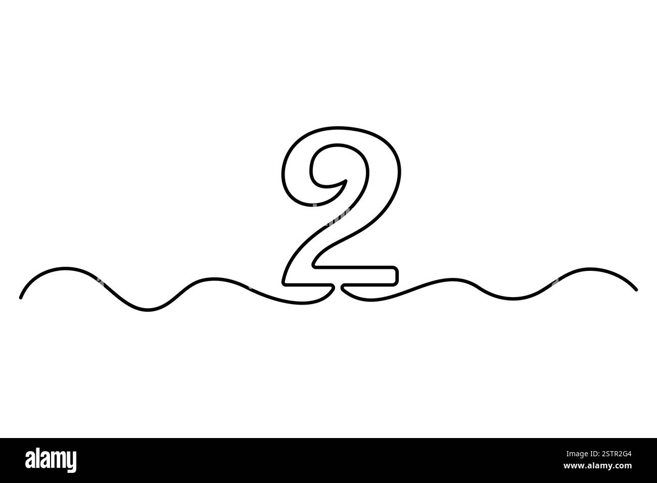 Number 2 in continuous line drawing style. editable One line drawing of ...
