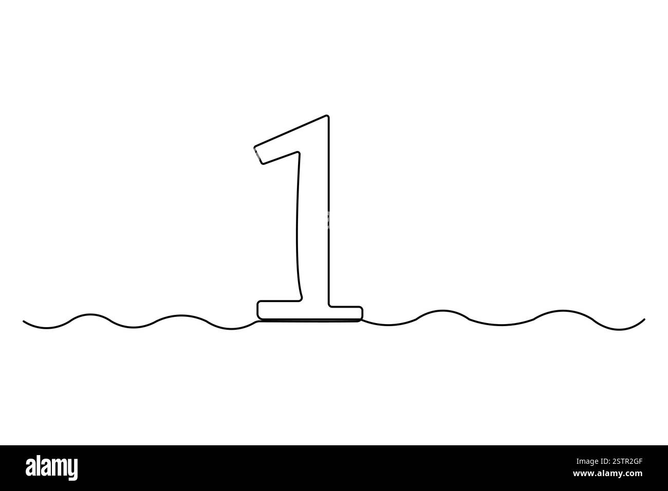 Continuous editable line drawing of number 1. editable One line drawing ...