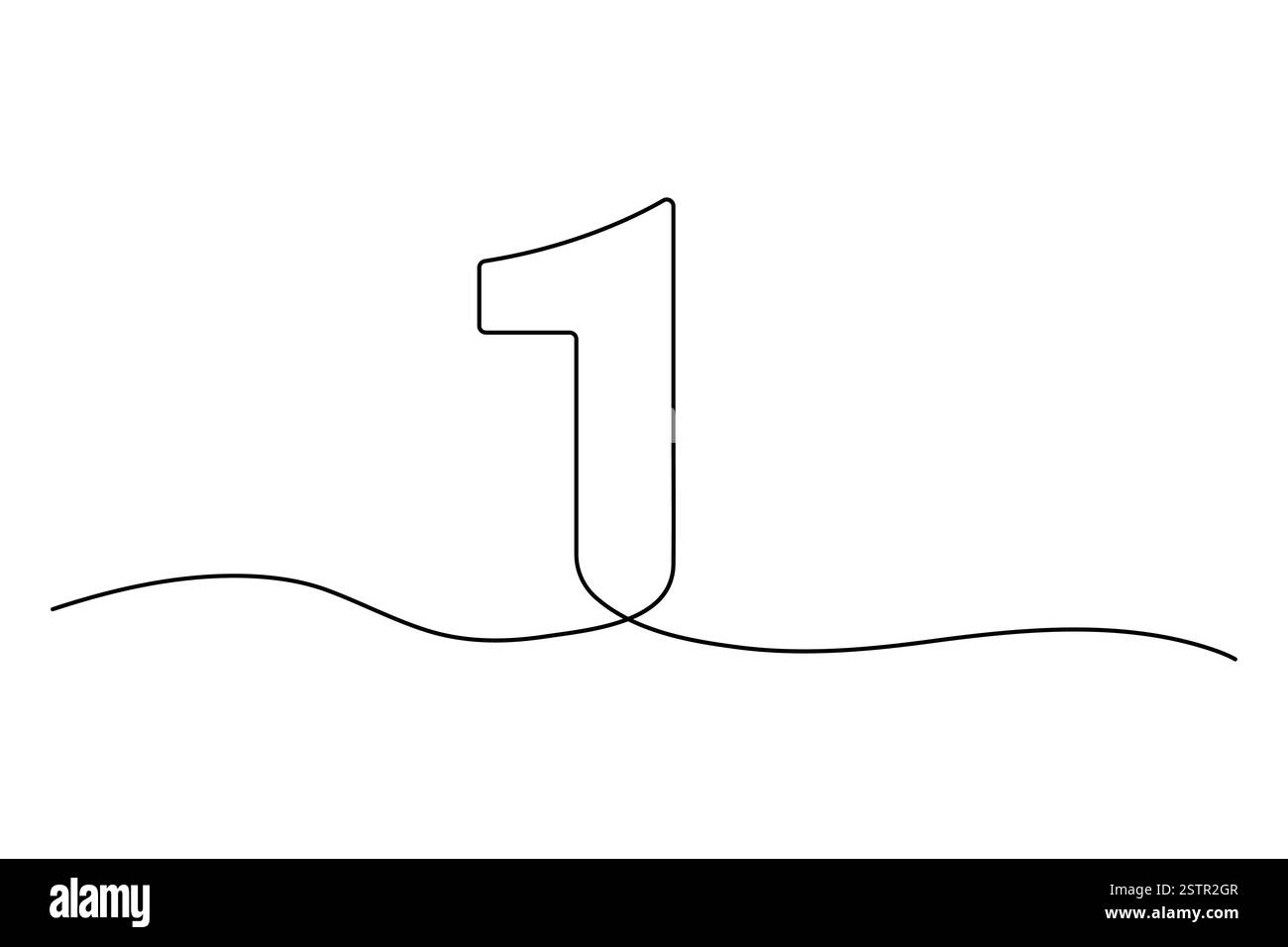 Continuous editable line drawing of number 1. editable One line drawing ...