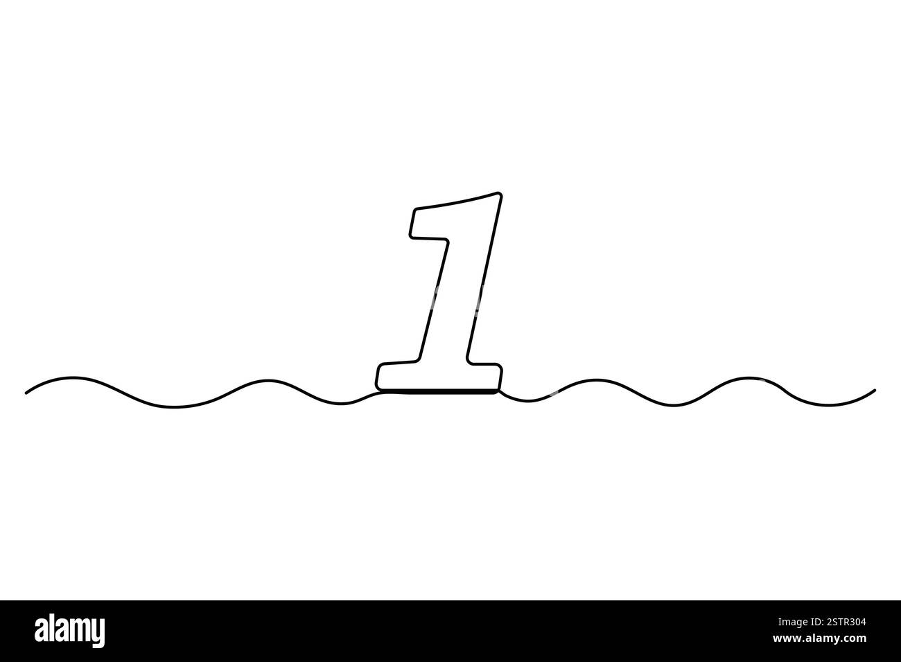 Continuous editable line drawing of number 1. editable One line drawing ...