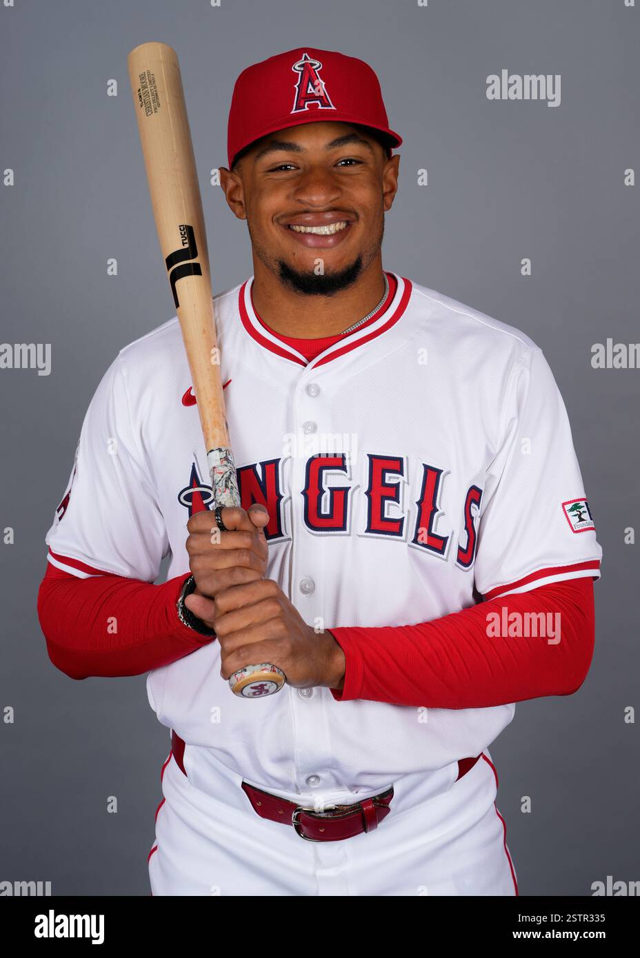 This is a 2025 photo of Christian Moore of the Los Angeles Angels ...