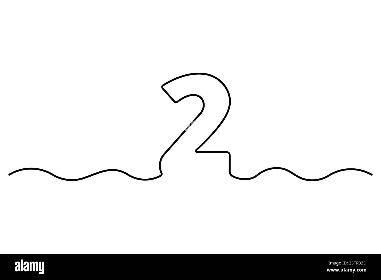 Number 2 in continuous line drawing style. editable One line drawing of ...