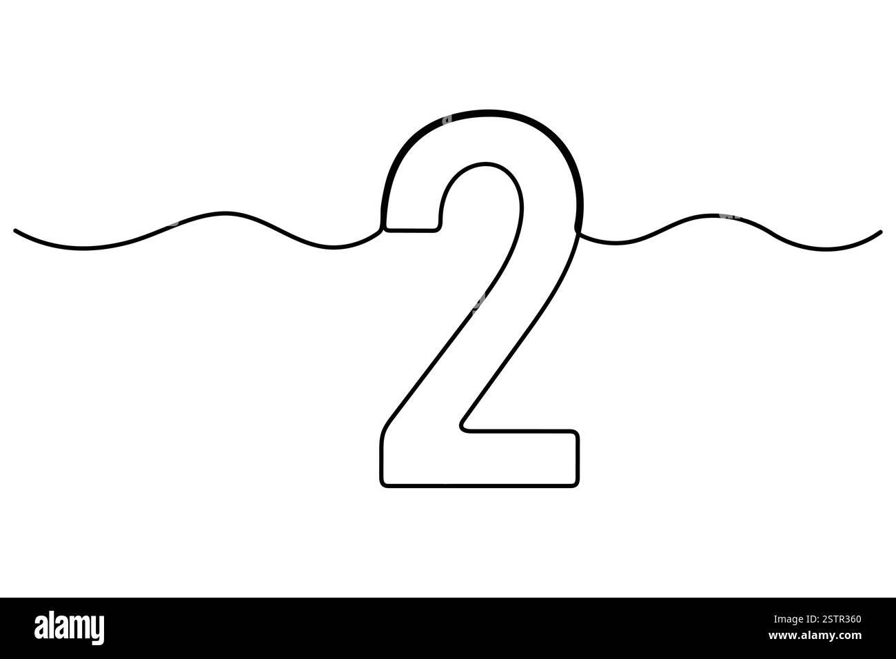 Number 2 in continuous line drawing style. editable One line drawing of ...