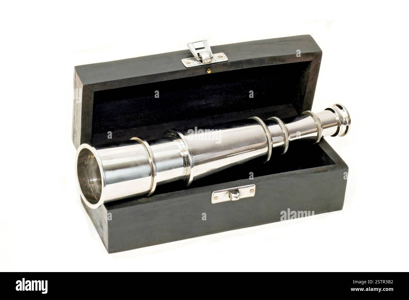 Silver metal monocular telescope in the box Stock Photo - Alamy