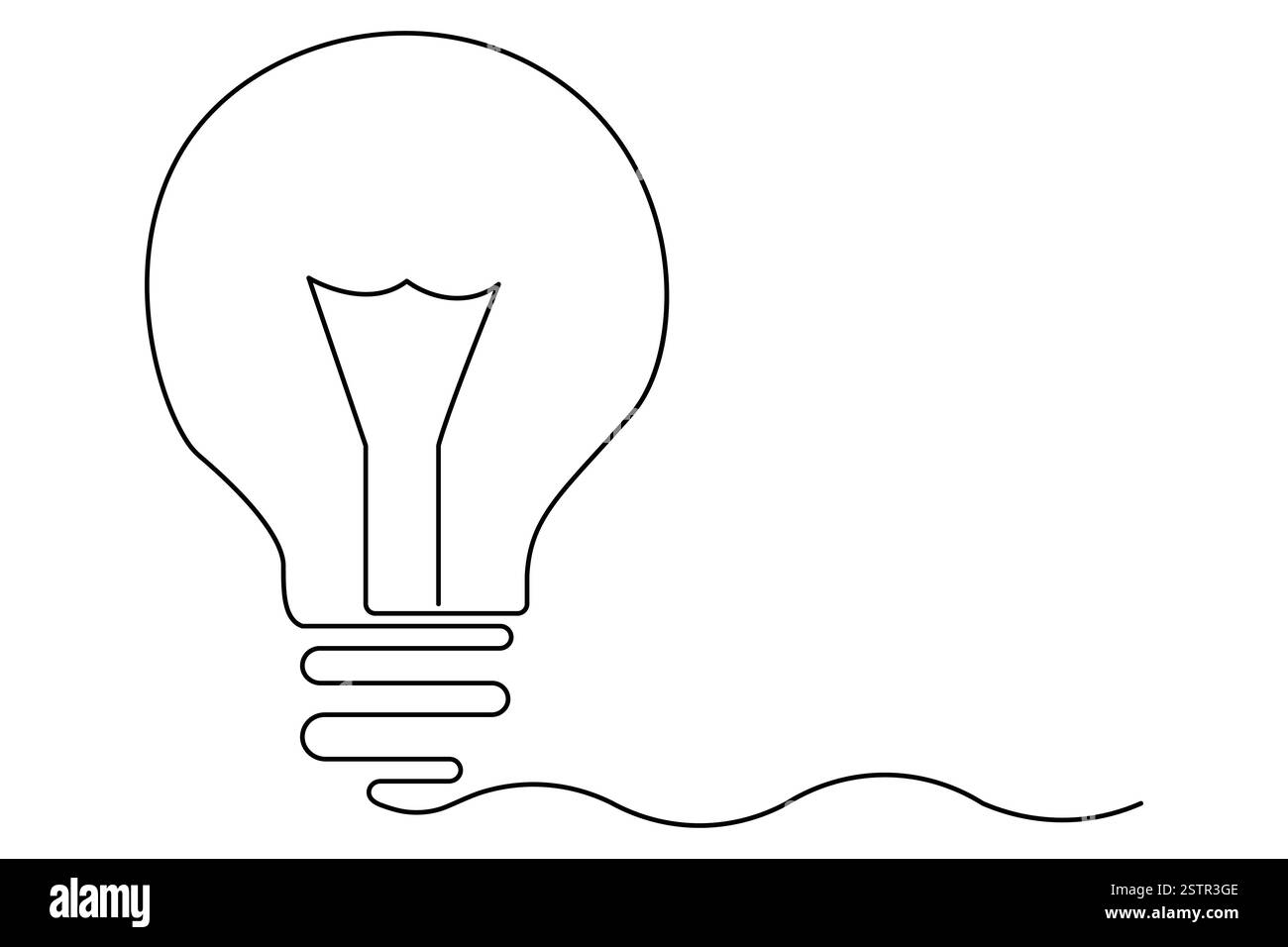 Light bulb one line outline vector art illustration Stock Vector Image ...