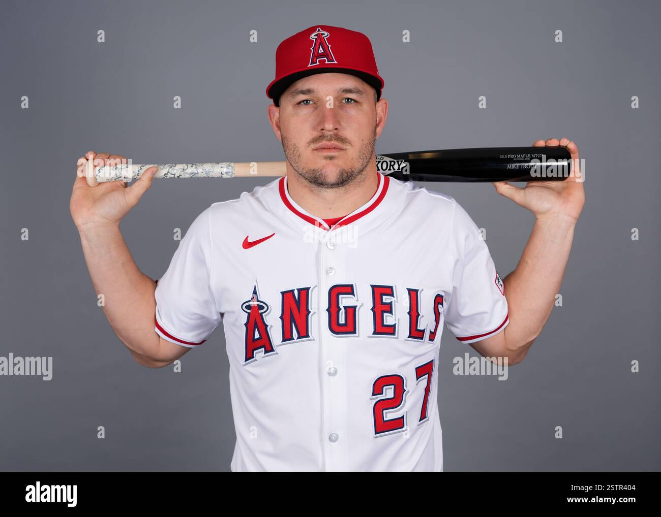 This is a 2025 photo of Mike Trout of the Los Angeles Angels baseball ...