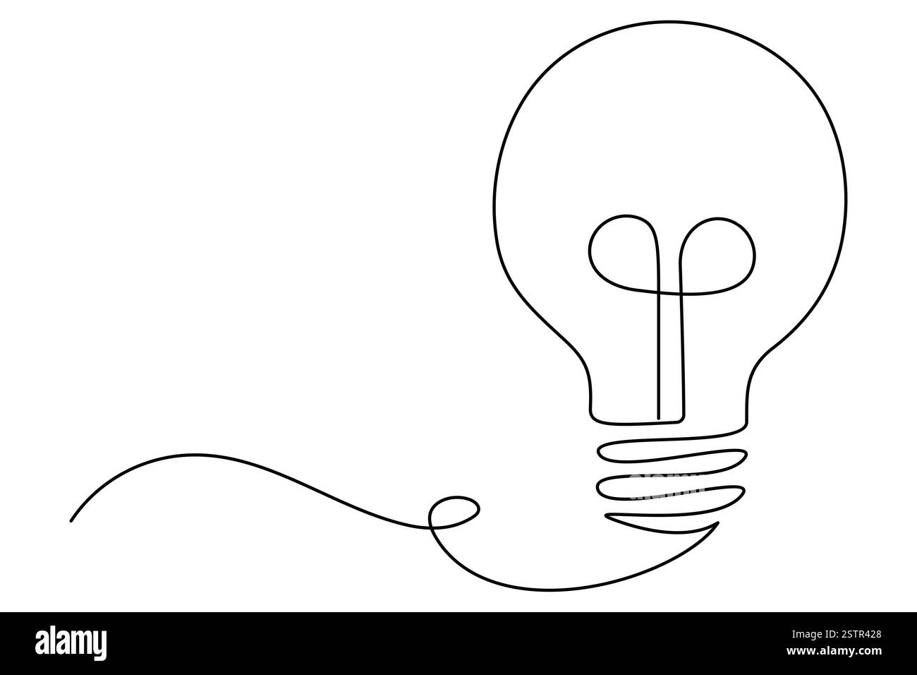 Light bulb one line outline vector art illustration Stock Vector Image ...