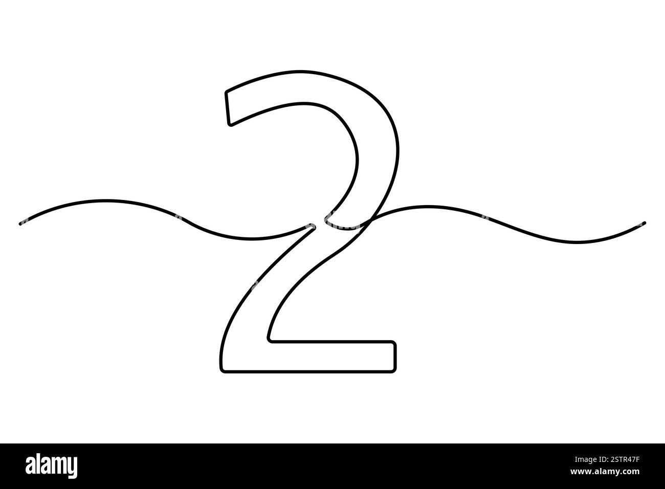 Number 2 in continuous line drawing style. editable One line drawing of ...