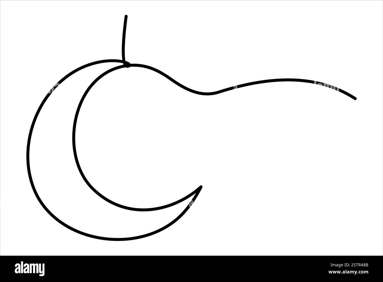 Continuous one line moon outline vector art illustration Stock Vector ...
