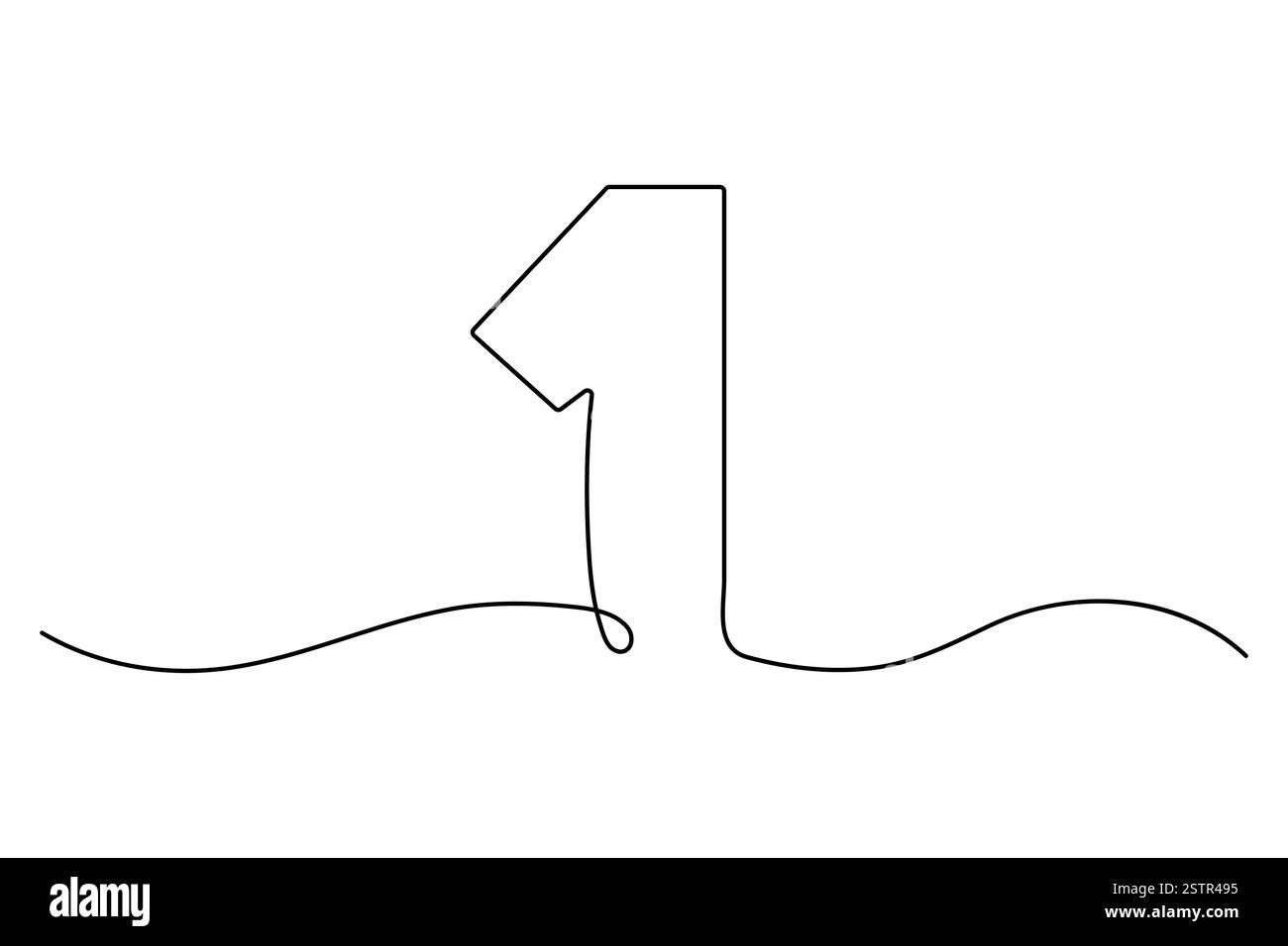 Continuous editable line drawing of number 1. editable One line drawing ...