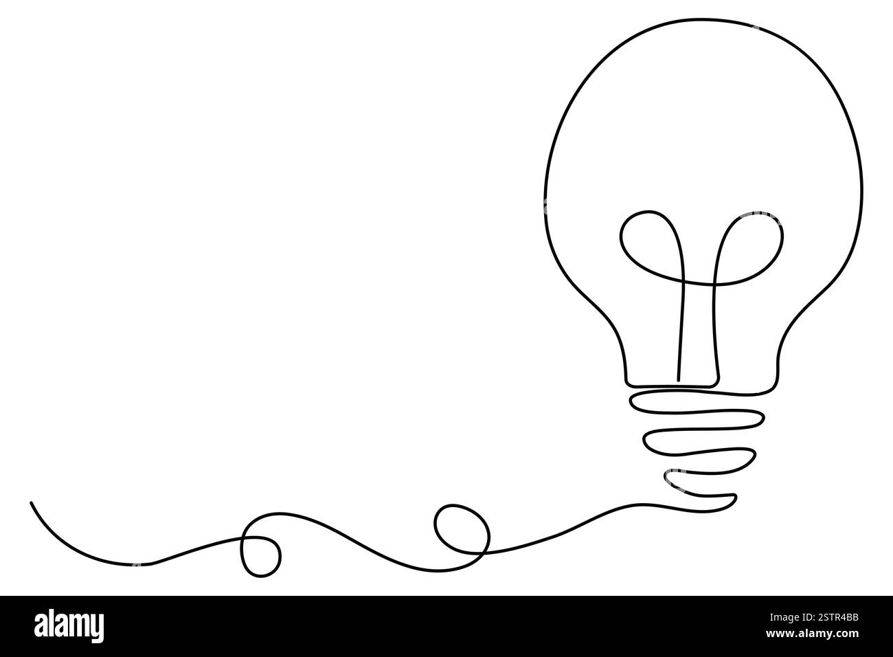 Light bulb one line outline vector art illustration Stock Vector Image ...
