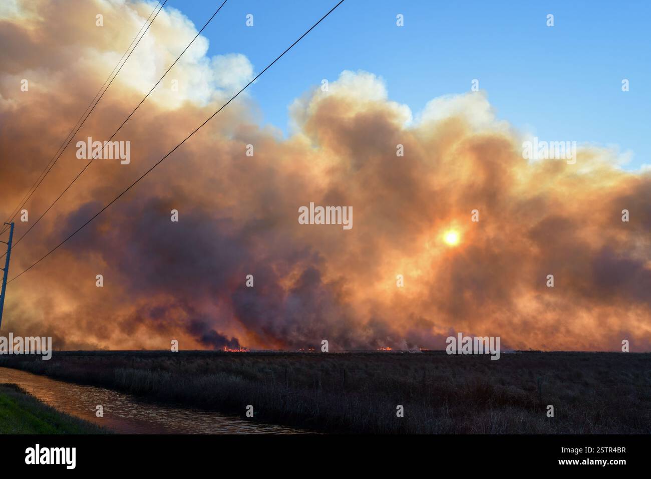 Middleton wildfire near Stowell in Texas Stock Photo - Alamy