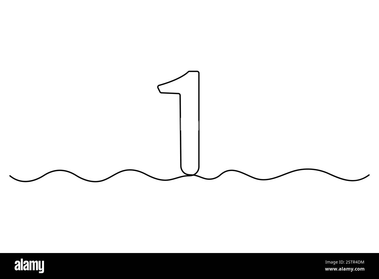Continuous editable line drawing of number 1. editable One line drawing ...