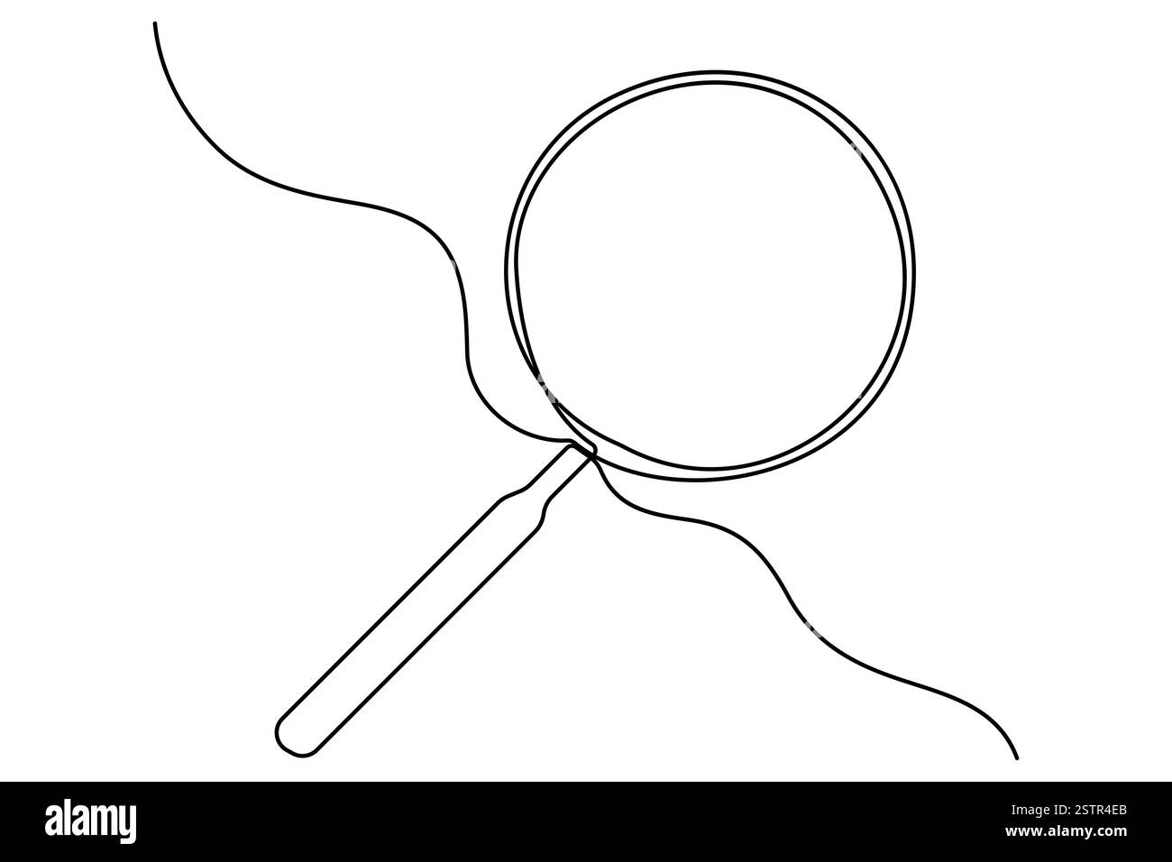 Magnifying glass in continuous one line drawing of Magnifying glass ...
