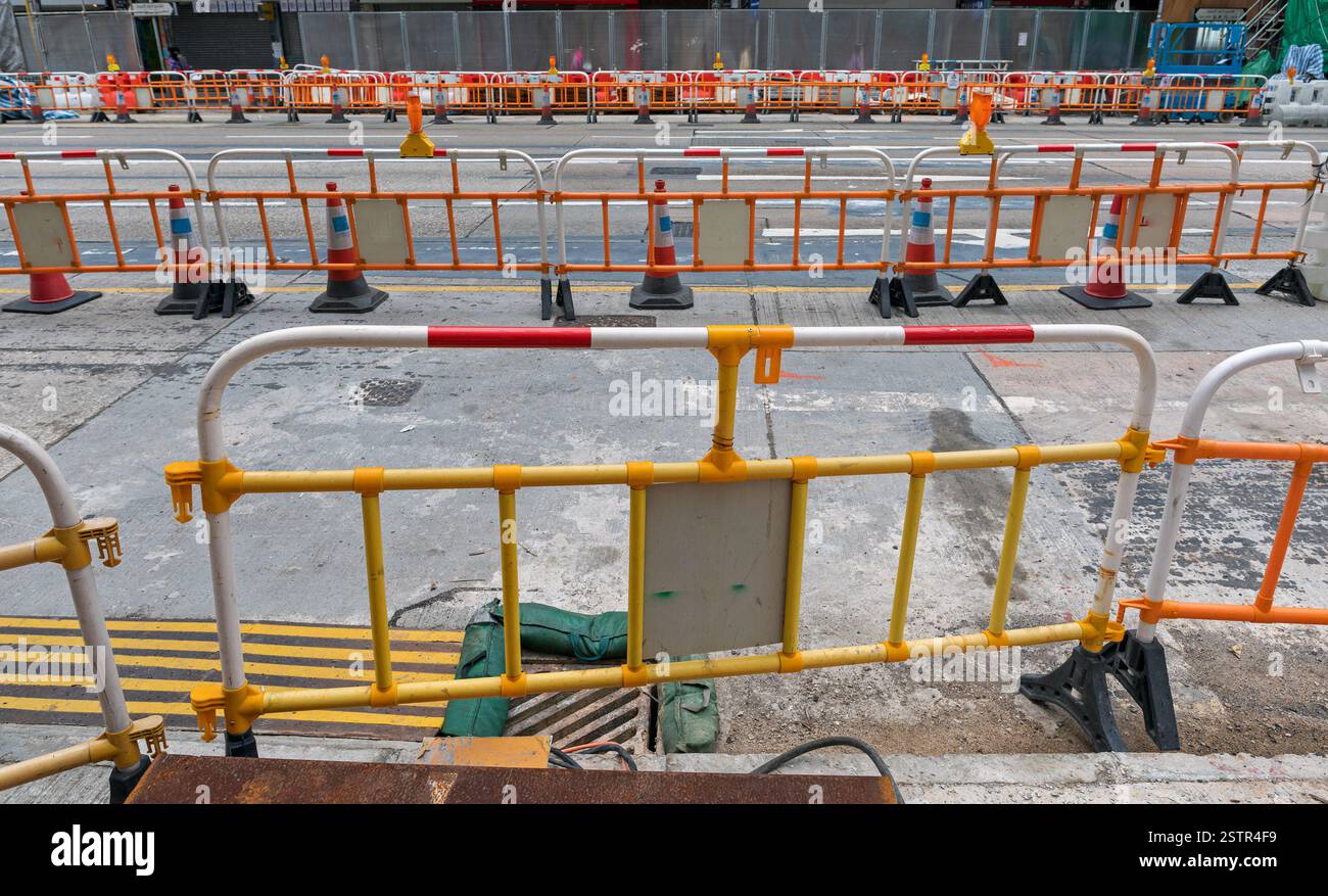 Barries and fence for road works street construction site hi-res stock ...