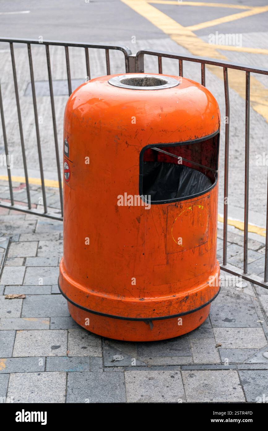 Orange Litter Bin Stock Photo - Alamy
