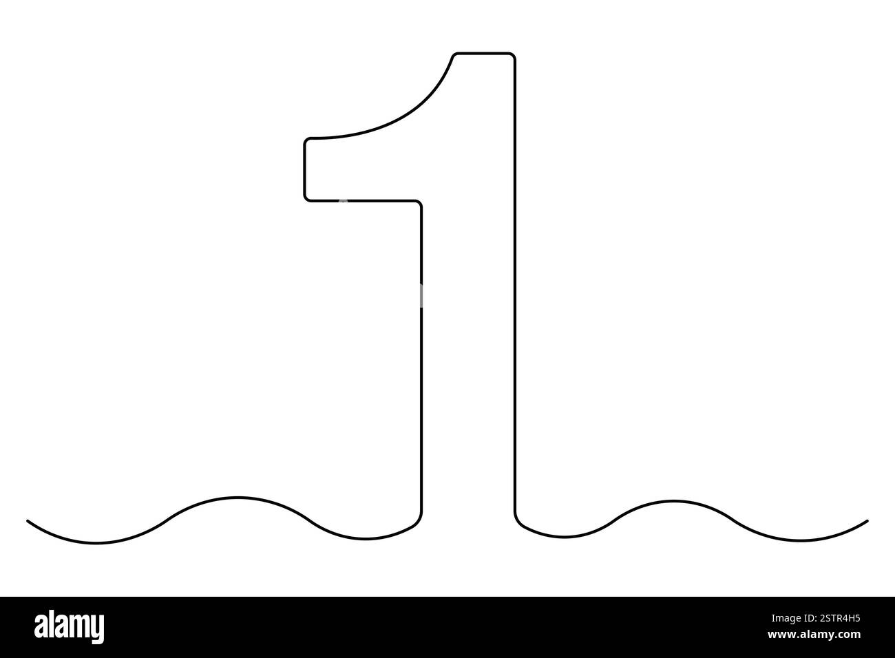 Continuous editable line drawing of number 1. editable One line drawing ...