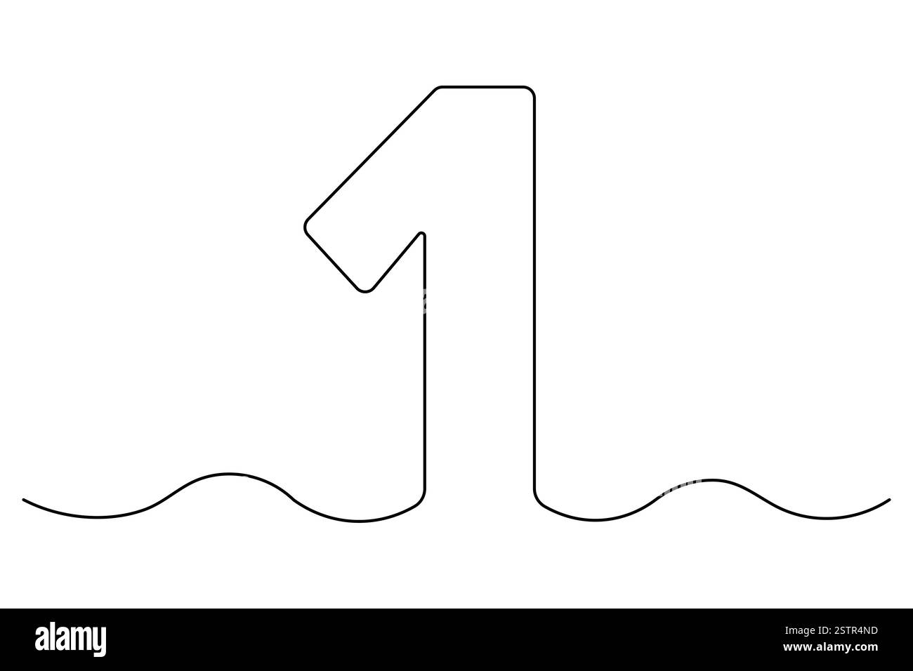 Continuous editable line drawing of number 1. editable One line drawing ...