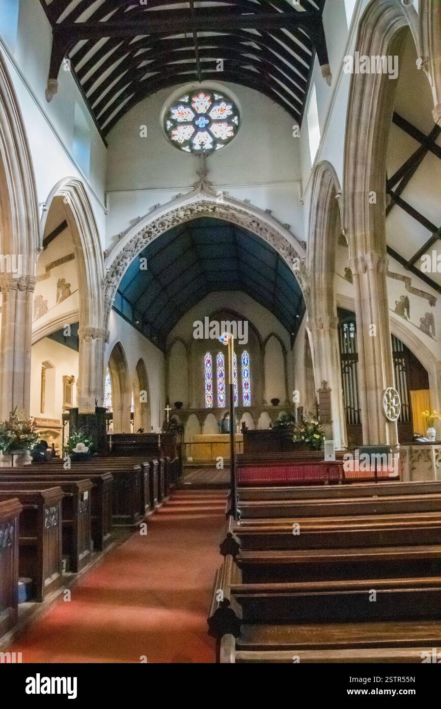 Interior of St Andrews Church, Castle Combe Stock Photo - Alamy